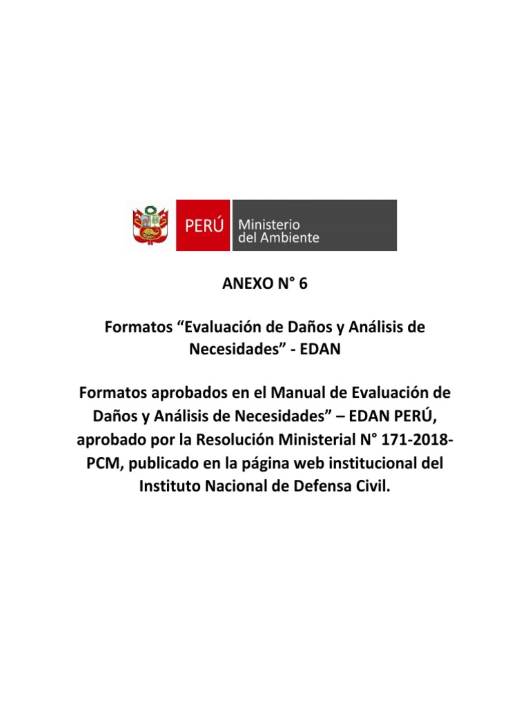ANEXO 6 PCO - Formatos Evaluación de Daños y Análisis de Necesidades - EDAN | PDF
