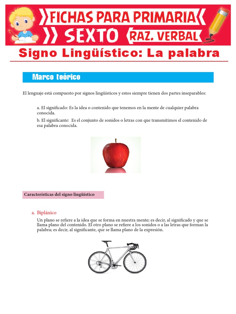 Caracteristicas Del Signo Lingüístico para Sexto Grado de Primaria ...
