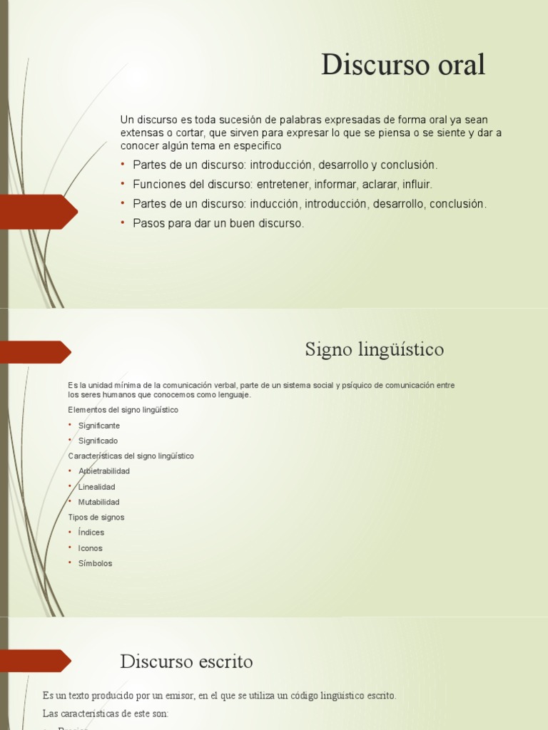 Elementos del Discurso y Signos Lingüísticos | PDF