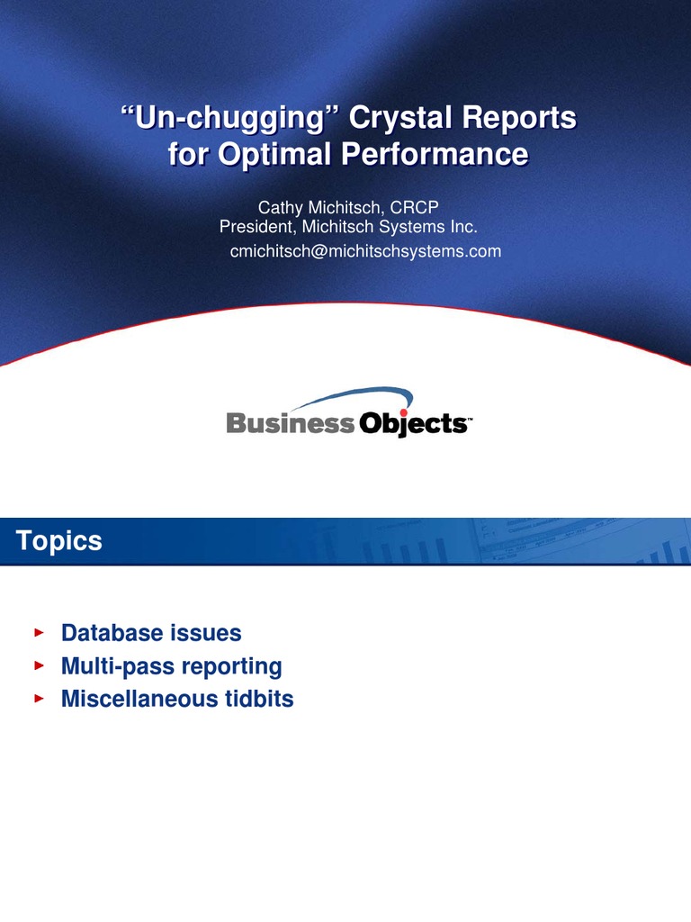 Performance Tuning Crystal Report | PDF | Sql | Databases
