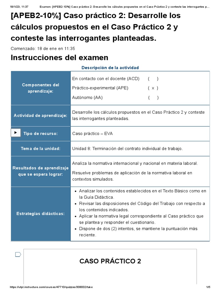 Examen - (APEB2-10%) Caso Práctico 2 - Desarrolle Los Cálculos Propuestos en El Caso Práctico 2 ...