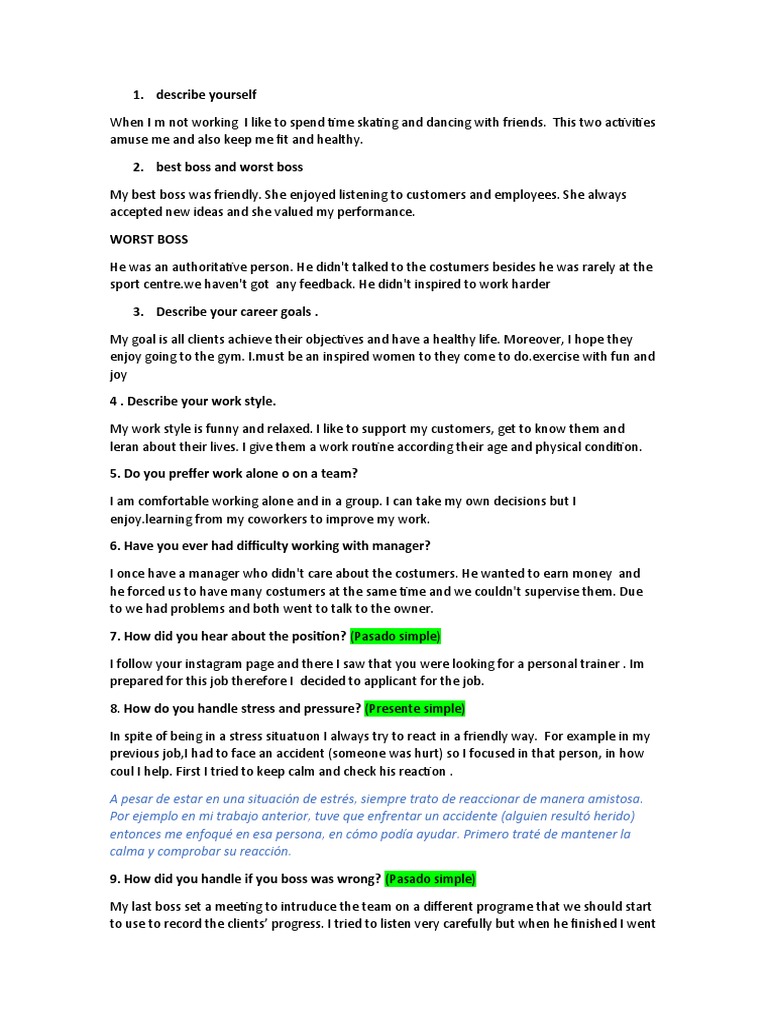 Job Interview - Ana UNLaM | PDF | Behavior Modification