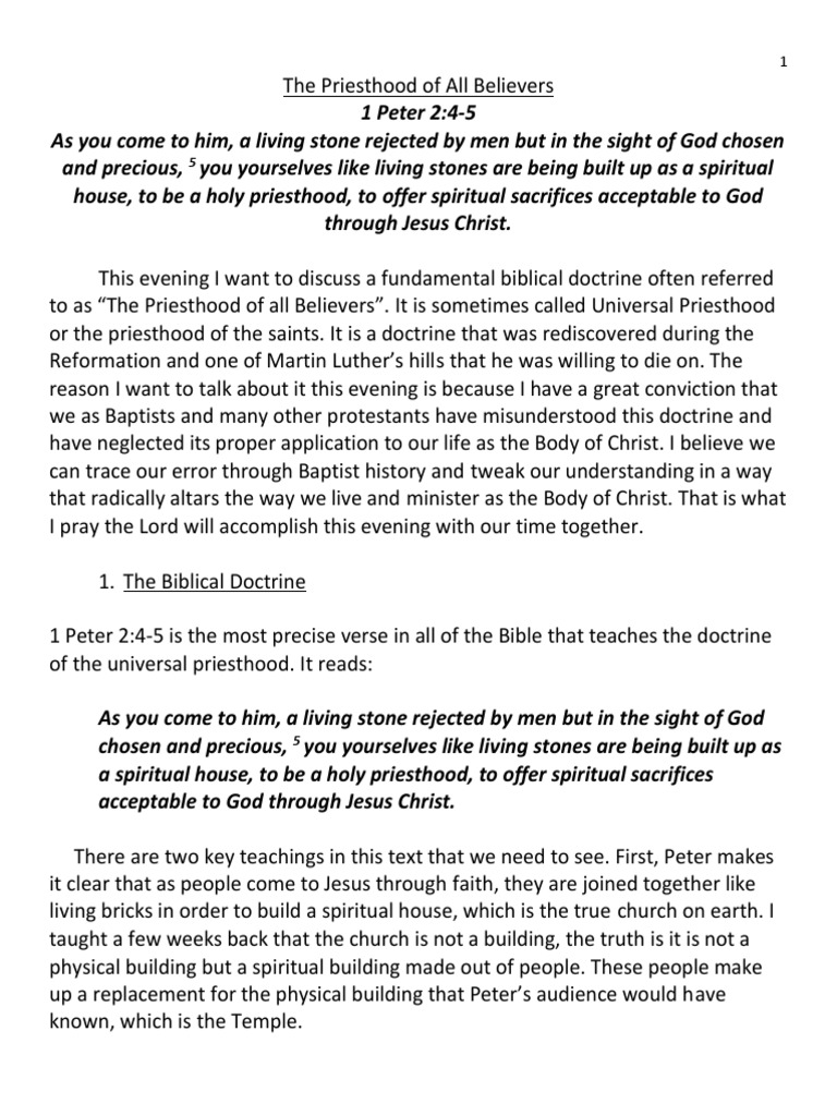 Understanding the Priesthood of All Believers | PDF | Priest | Baptism