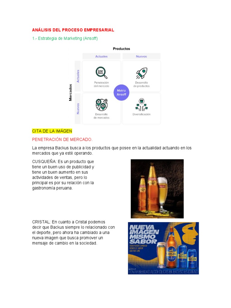 Análisis Del Proceso Empresarial Pdf Marketing Cerveza