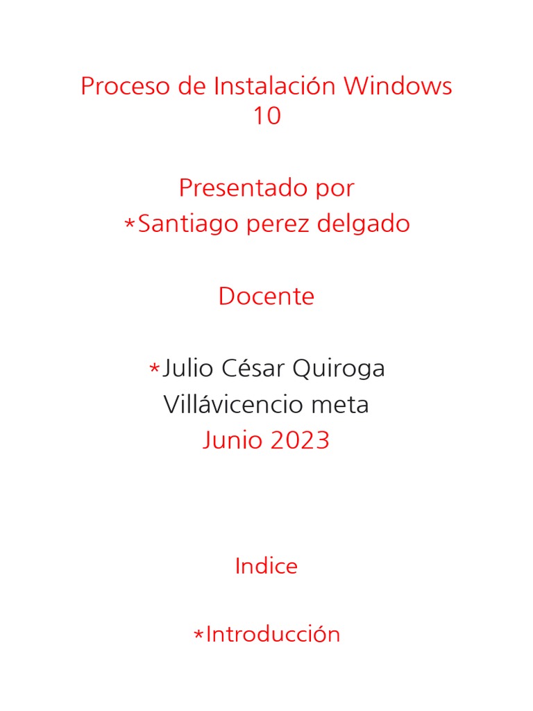 instalación de Windows 10 informatica | PDF | Windows 10 | Microsoft ...