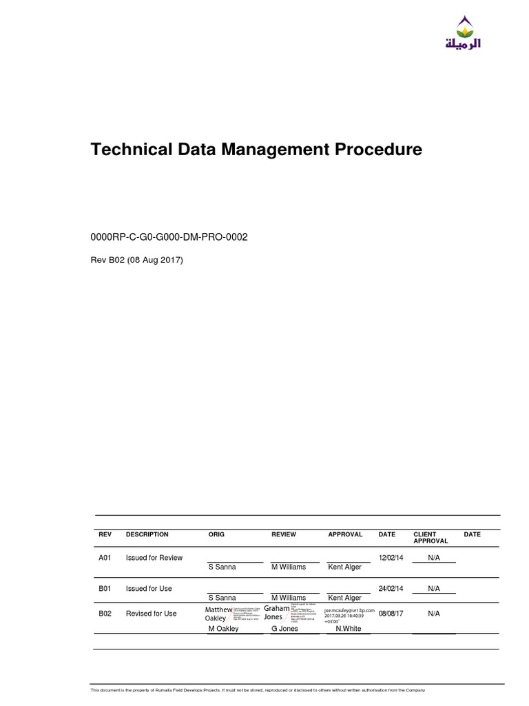 Technical Data Management Procedure: 0000RP-C-G0-G000-DM-PRO-0002 | PDF ...