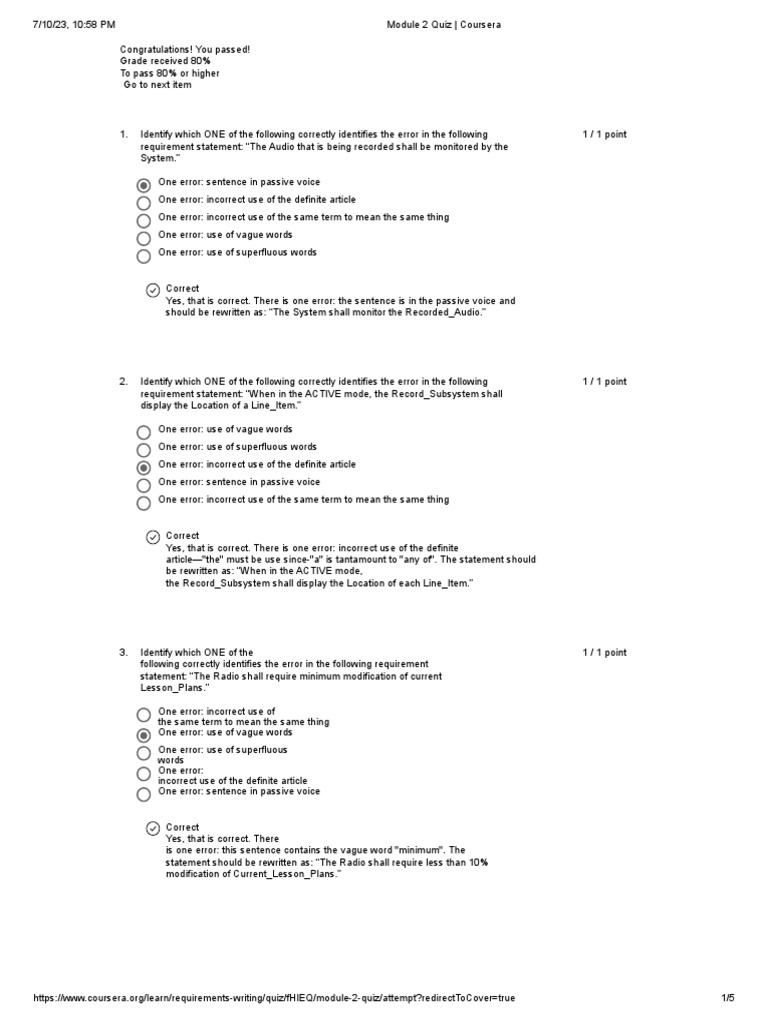 Module 2 Quiz - Coursera | PDF | Telecommunications Engineering | Computing