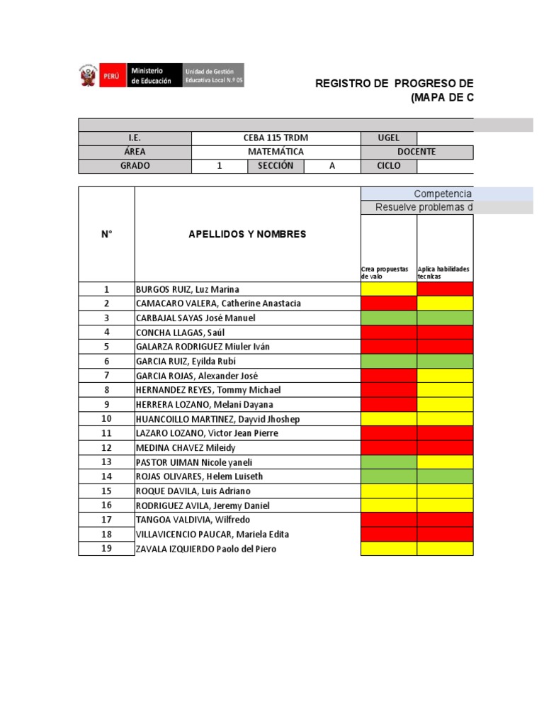 Registro de Mapa de Calor - Ept Del 1 Al 4to Avanzado | PDF
