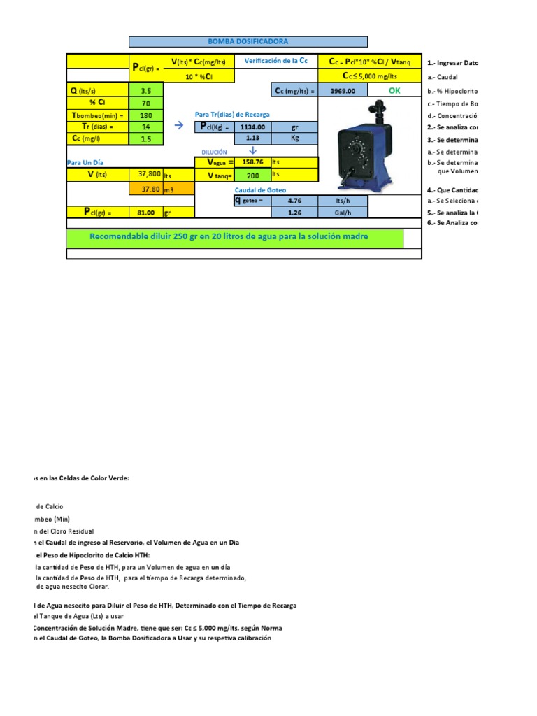 Calculo de Cloro-Mvcs | PDF | Cloro | Agua