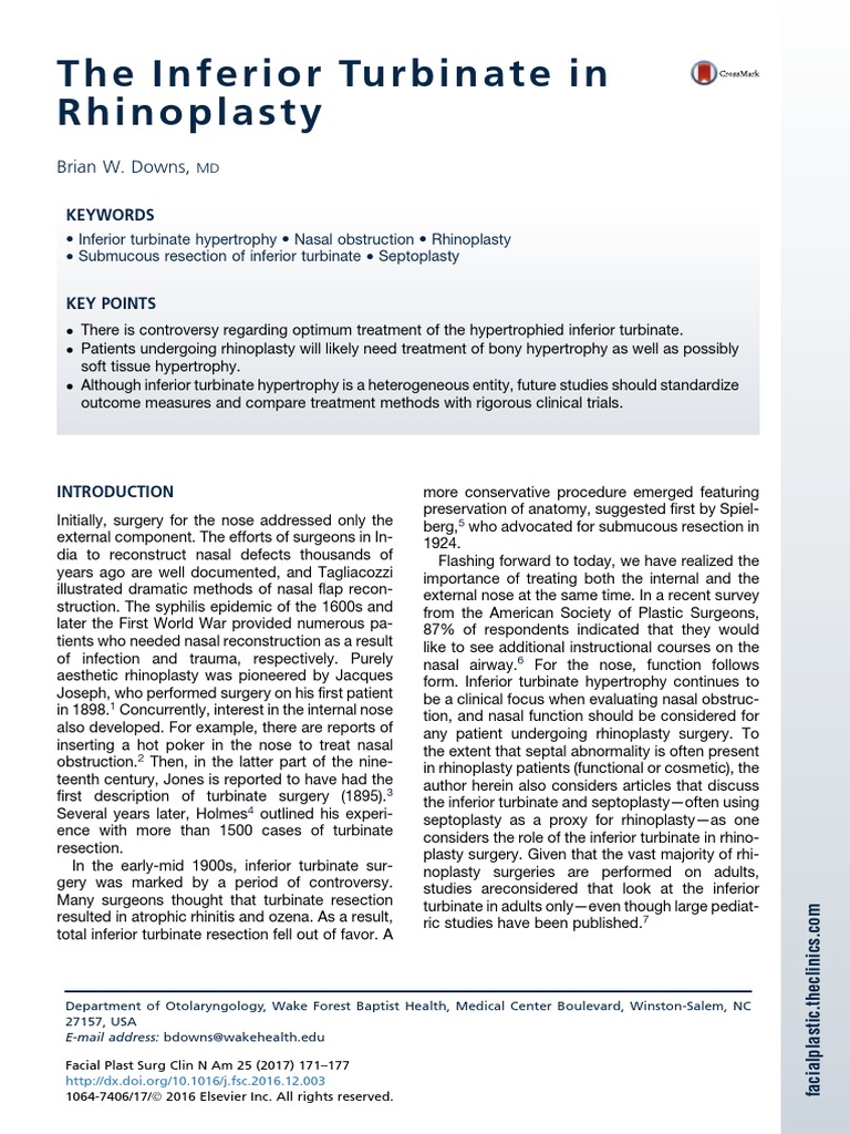 Inferior Turbinate Role in Rhinoplasty | PDF | Human Nose | Surgery