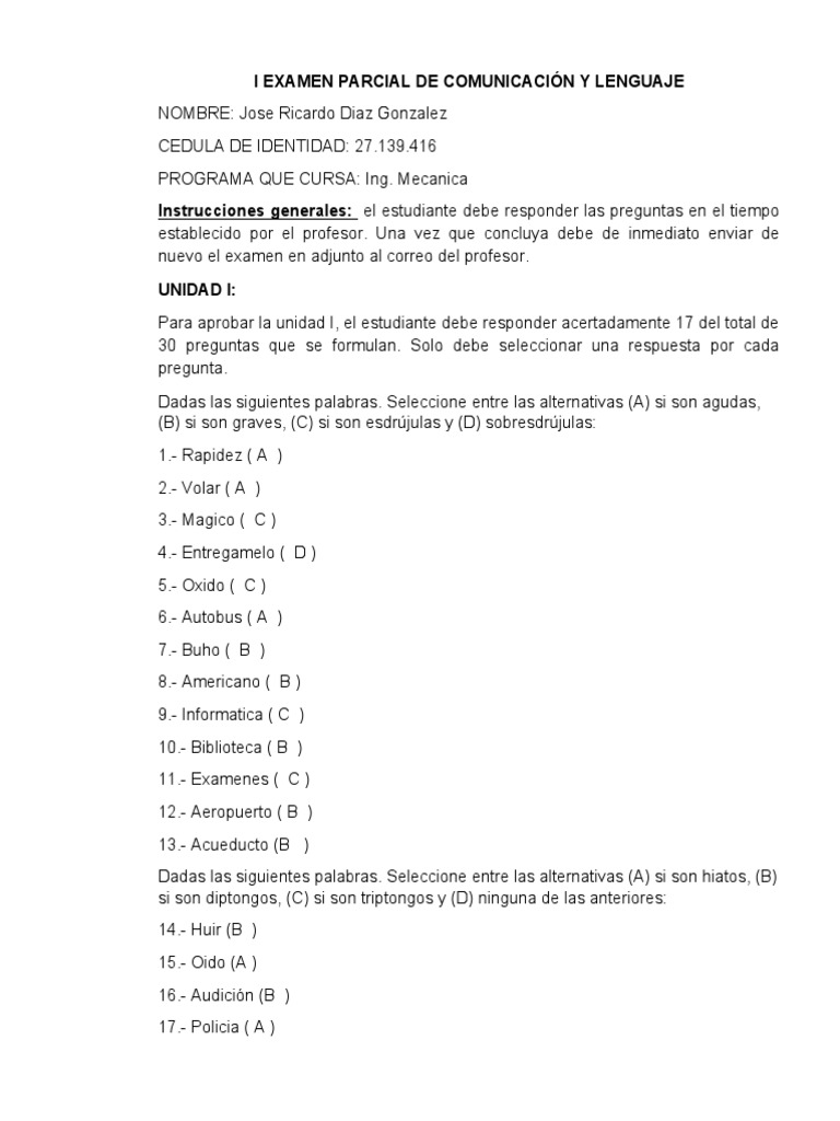 Examen de Comunicacion y Lenguaje. | PDF | Oración (Lingüística) | Lingüística