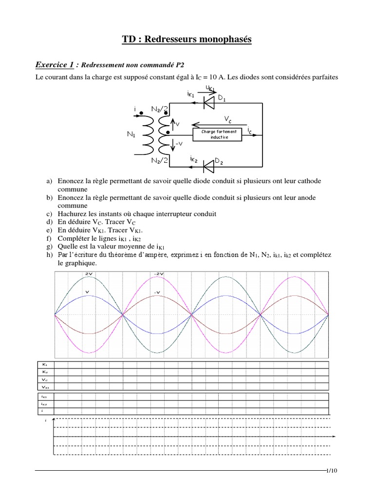 TD EP Redresseurs Monophasãs | PDF | Redresseur | Électrotechnique