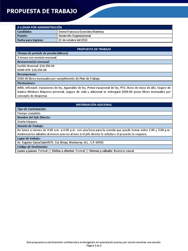 Ejemplo - Propuesta de Trabajo | PDF