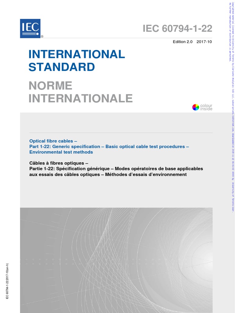 Iec 60794-1-22 | PDF | International Electrotechnical Commission | Thermal Expansion