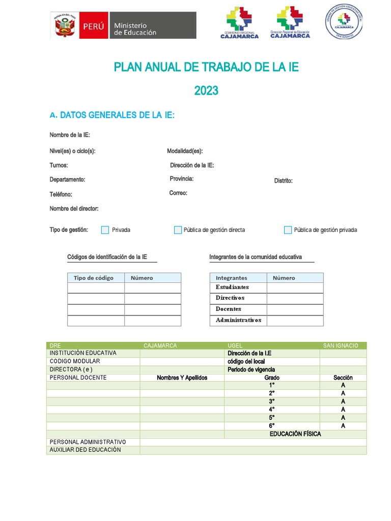 Plantilla PAT - 2023 | PDF | Enseñando | Educación primaria