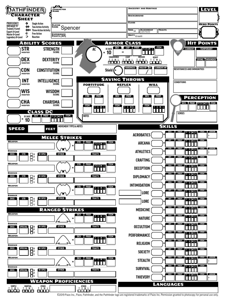 Blank Character Sheet | PDF | Gary Gygax Games | Fantasy Role Playing Games