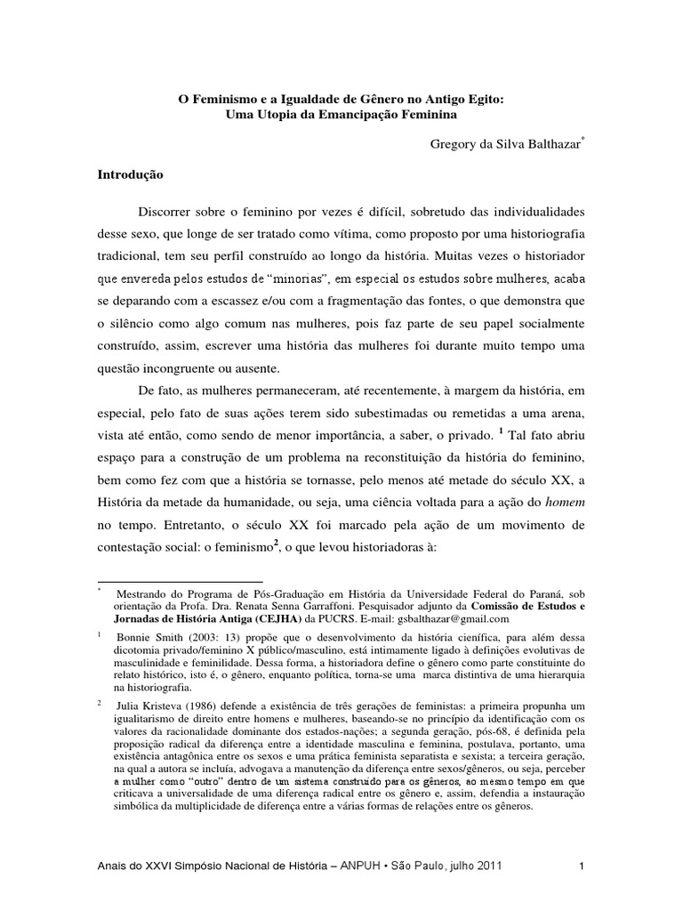 O Feminismo e A Igualdade de Gênero No Antigo Egito Uma Utopia Da ...