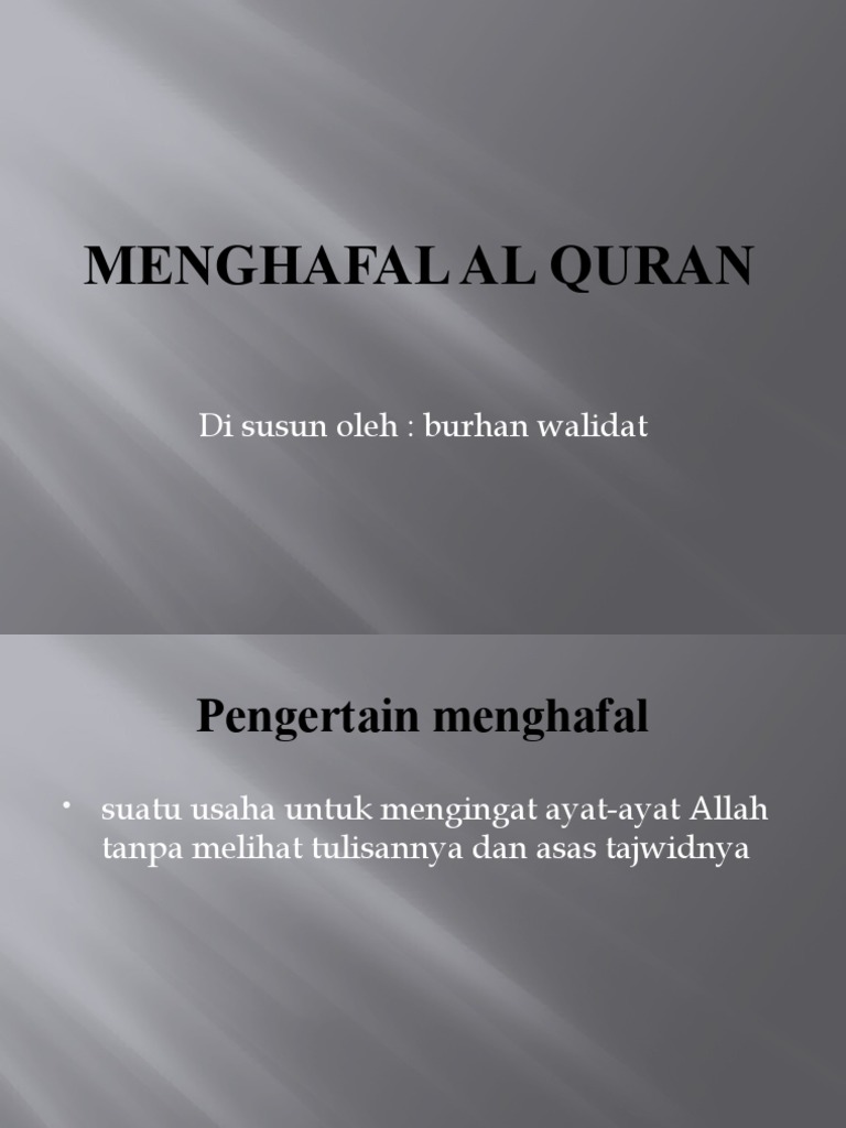 Menghafal Al Quran Burhan | PDF