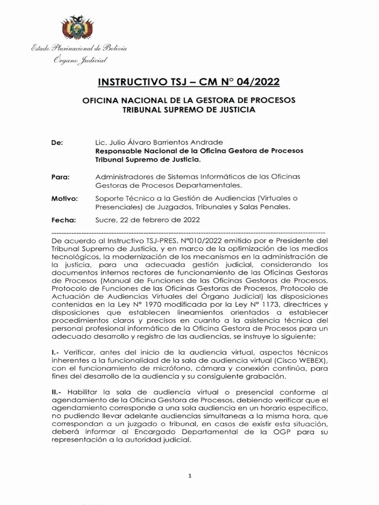 Instructivo TSJ-CM #04 2022 | PDF
