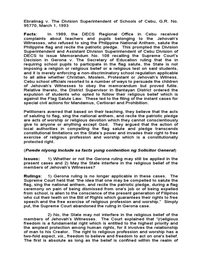 Ebralinag v. The Division Superintendent SAMPLE DIGEST | PDF | Justice | Crime & Violence