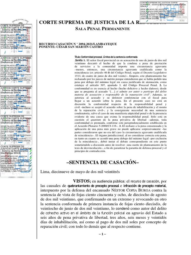 Casación 2094-2021 | PDF | Sentencia (ley) | Castigos