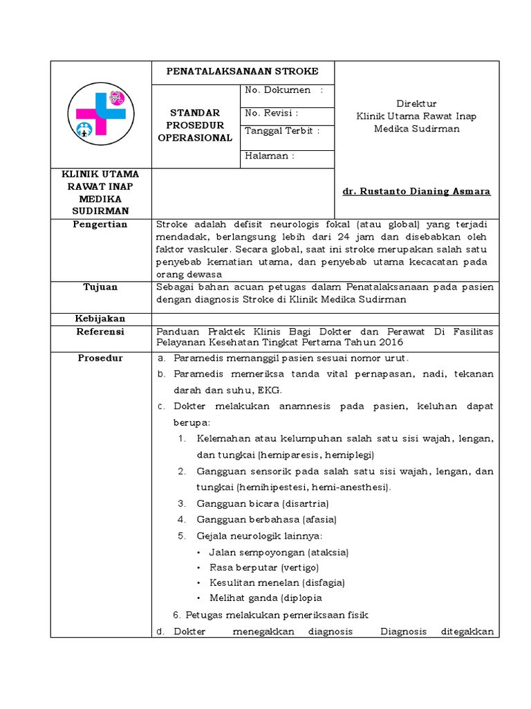 Spo Penatalaksanaan Stroke | PDF