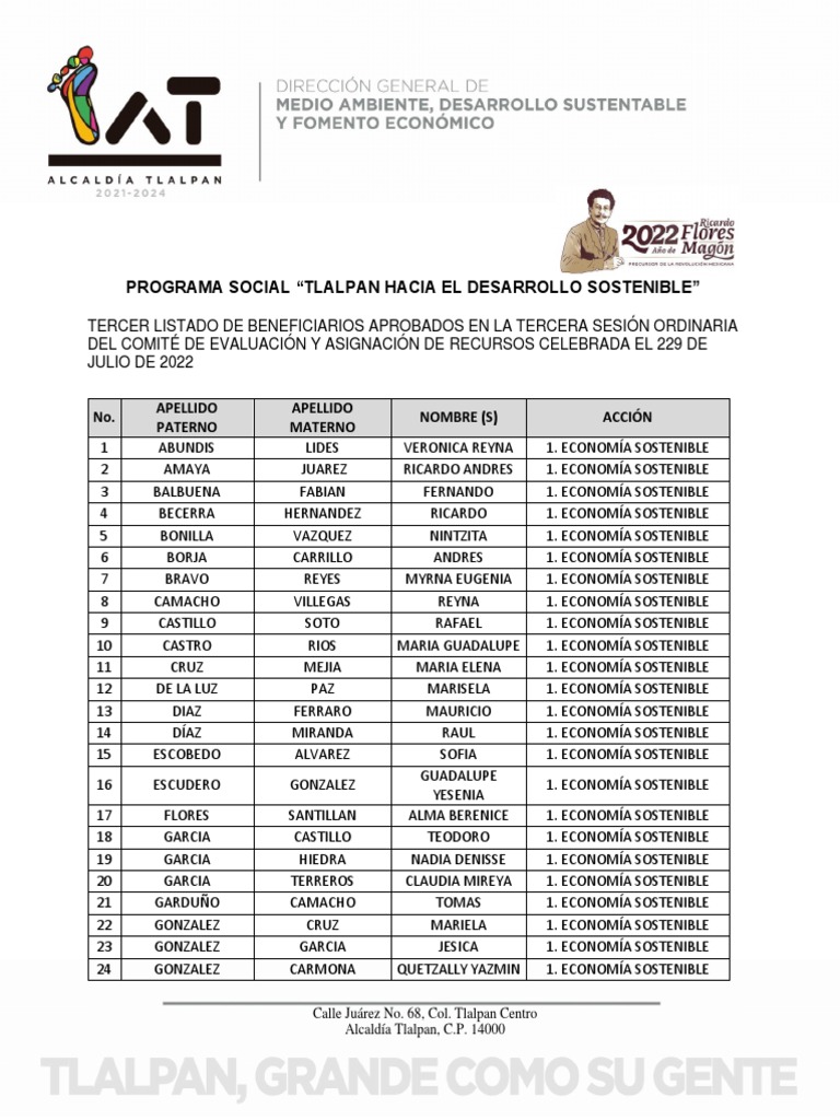 Beneficiarios 3a Ord 1 | PDF | Tecnología