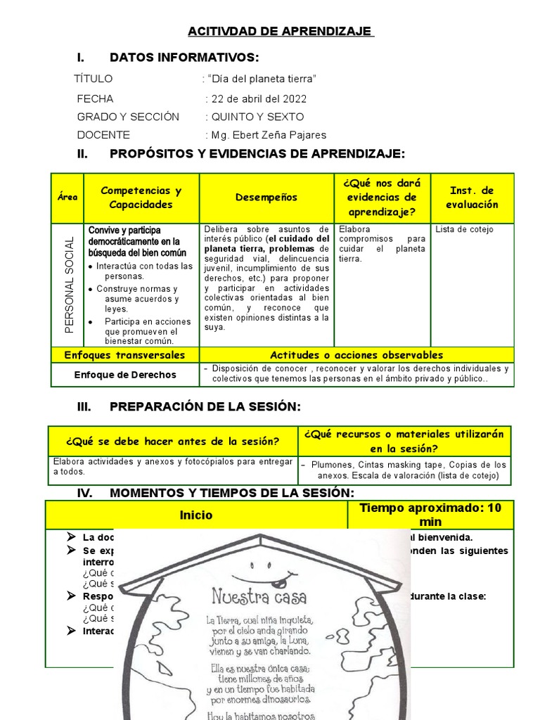Actividades para el Día de la Tierra | PDF | Tierra | Entorno natural