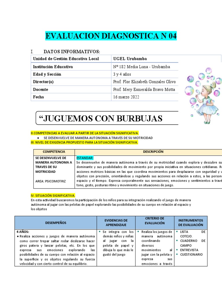Evaluacion Diagnostica N 04 | PDF | Las emociones | Evaluación