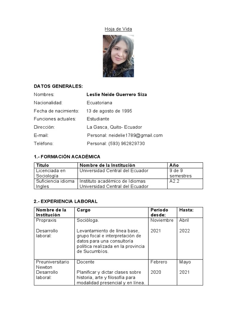 CV 2 Neide Guerrero | PDF | Ecuador | Teoría