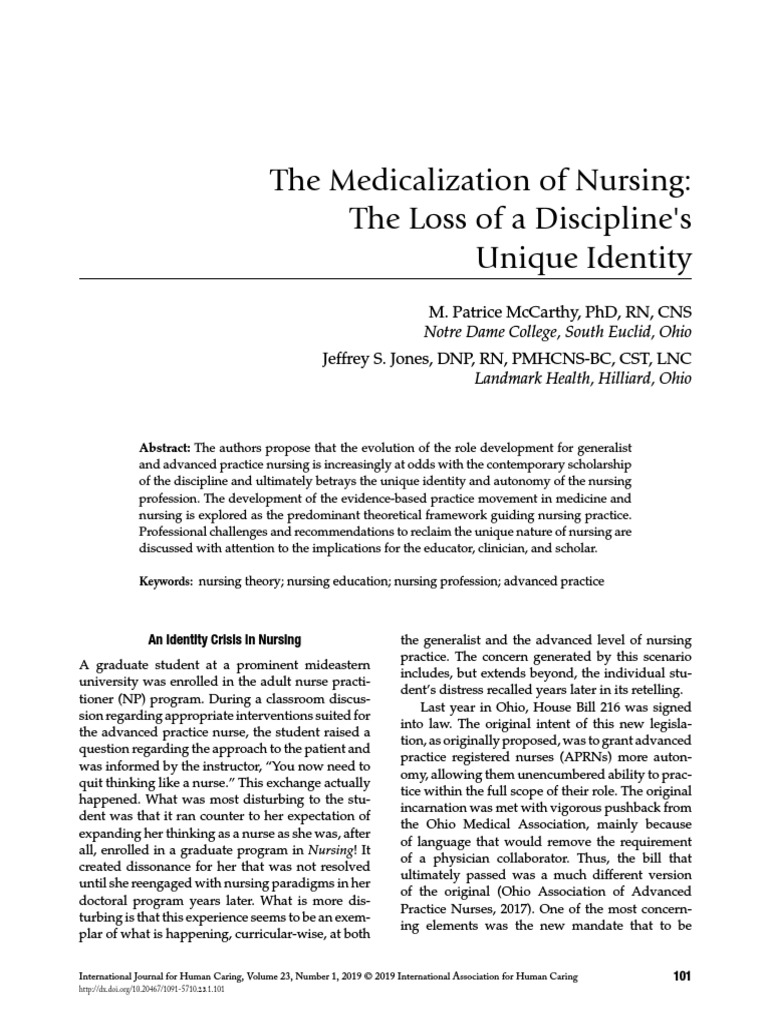 Reclaiming Nursing's Unique Identity | PDF | Nursing | Theory
