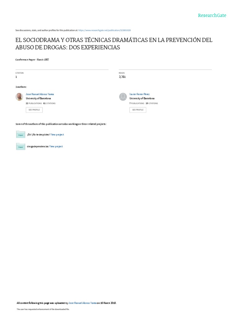 Sociodrama en Prevención de Drogas | PDF | La dependencia de sustancias ...