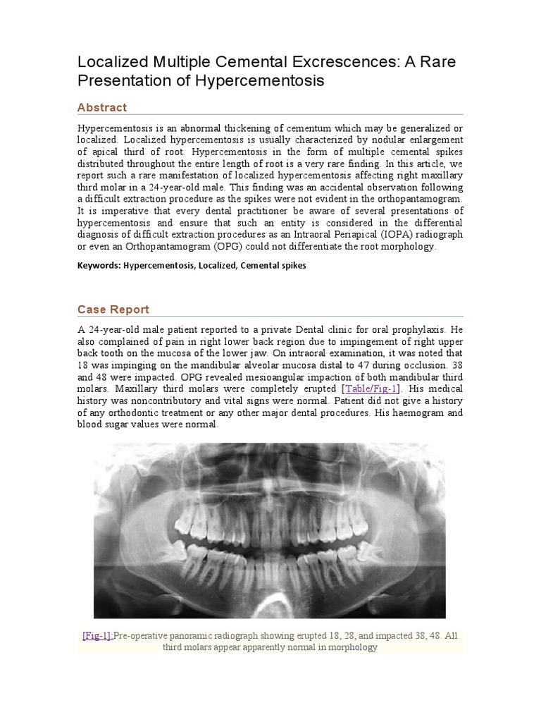 Localized Multiple Cemental Excrescences Hipercementosis | PDF ...