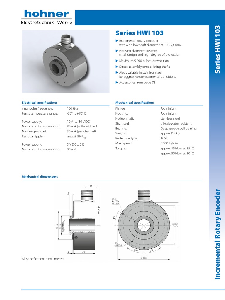 Data Sheet Series Hwi 103 Eng | PDF | Mechanical Engineering | Electricity