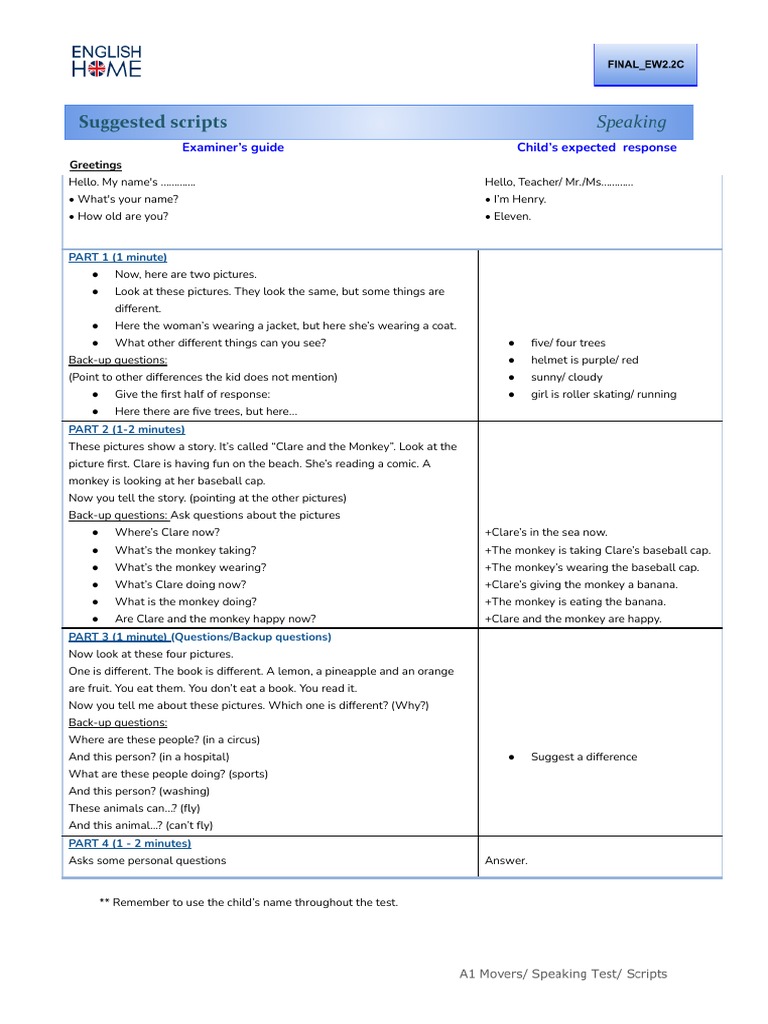 Ew2 p2c Final Scripts Speaking | PDF