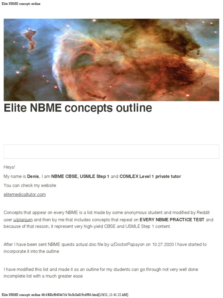 Elite 100 NBME Concepts Outline | PDF | Metastasis | Apoptosis