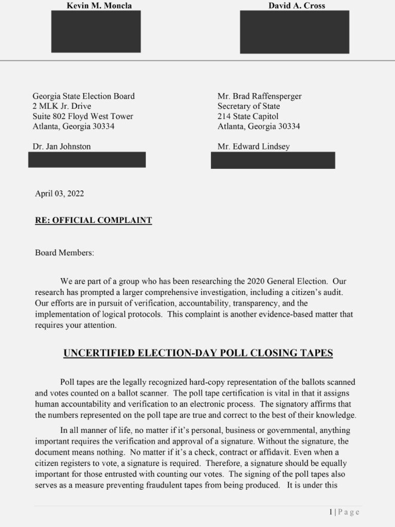 Uncertified Election Day Poll Tapes Complaint | PDF | Image Scanner ...