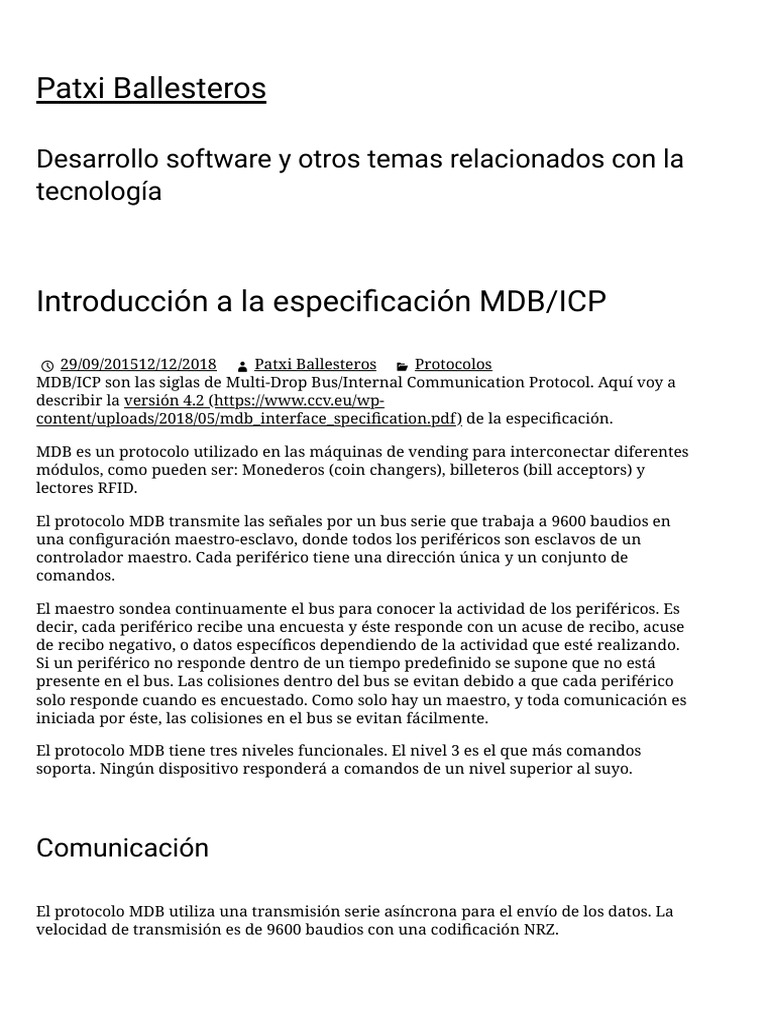 Protocolo MDB | Descargar gratis PDF | Poco | Byte