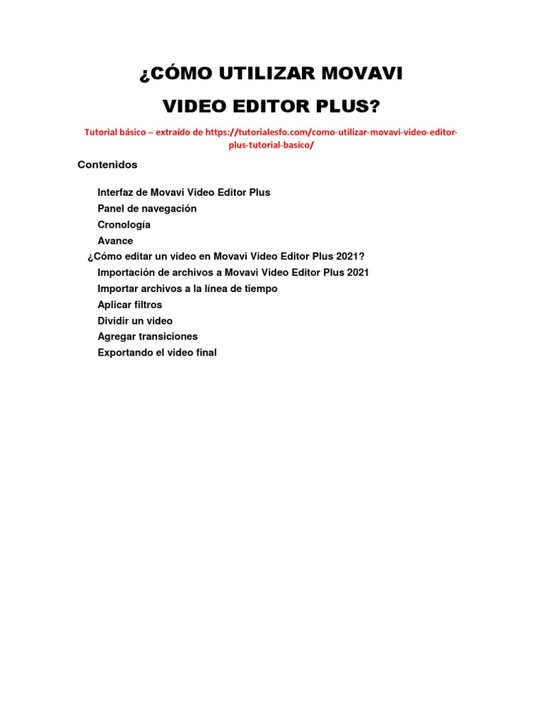 2) Tutorial Básico - Movavi Video Editor Plus | PDF | Archivo de ...