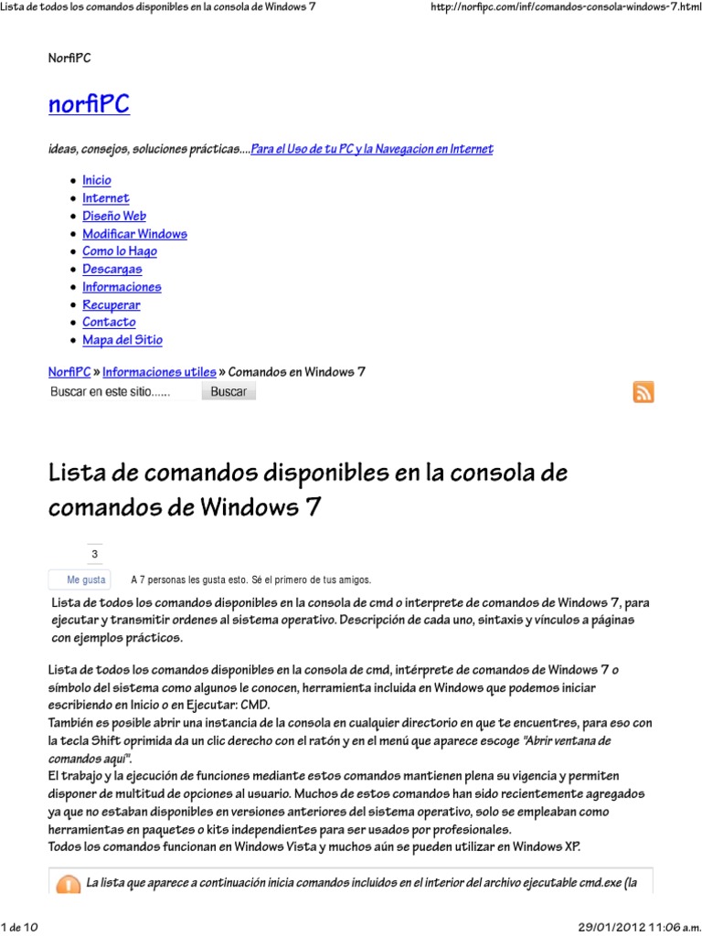 Lista de Todos Los Comandos Disponibles en La Consola de Windows 7 ... Lista de Todos Los Comandos Disponibles en La Consola de Windows 7 ...