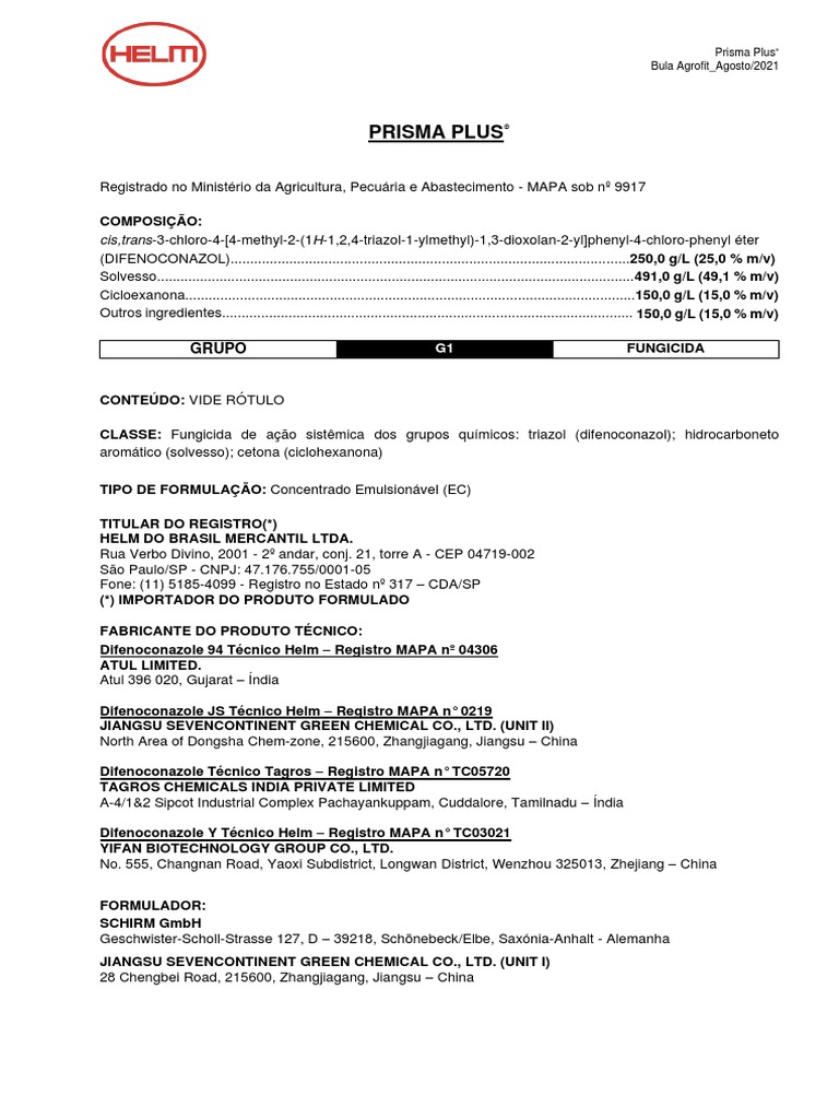 Bula Prisma Plus | PDF | Agricultura | Embalagem e rotulagem