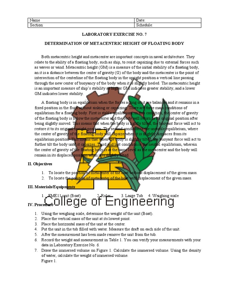 LX7 - Metacentric Height | PDF | Buoyancy | Classical Mechanics