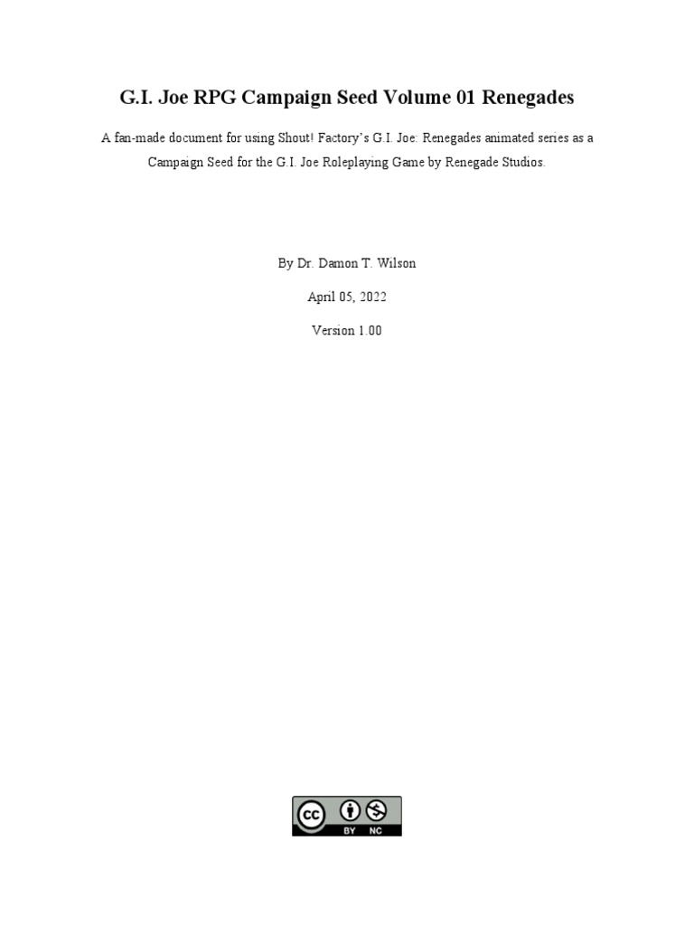 G.I. Joe Renegades RPG Campaign Guide | PDF | G.I. Joe | Hasbro Products