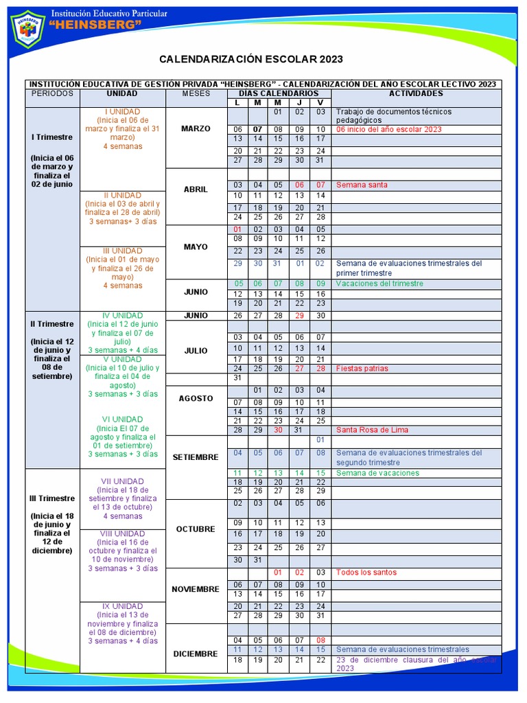 Calendarización Escolar 2023 Ok | PDF