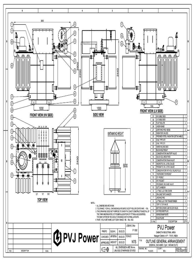Oga DWG 2000kva 33kv - 0.400kv Oltc | PDF