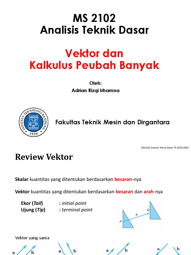 Vektor dan Kalkulus Peubah Banyak | PDF