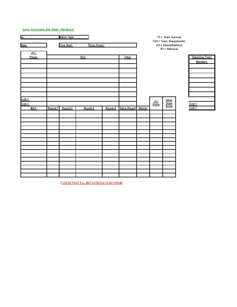 JAC Stat Sheet | PDF