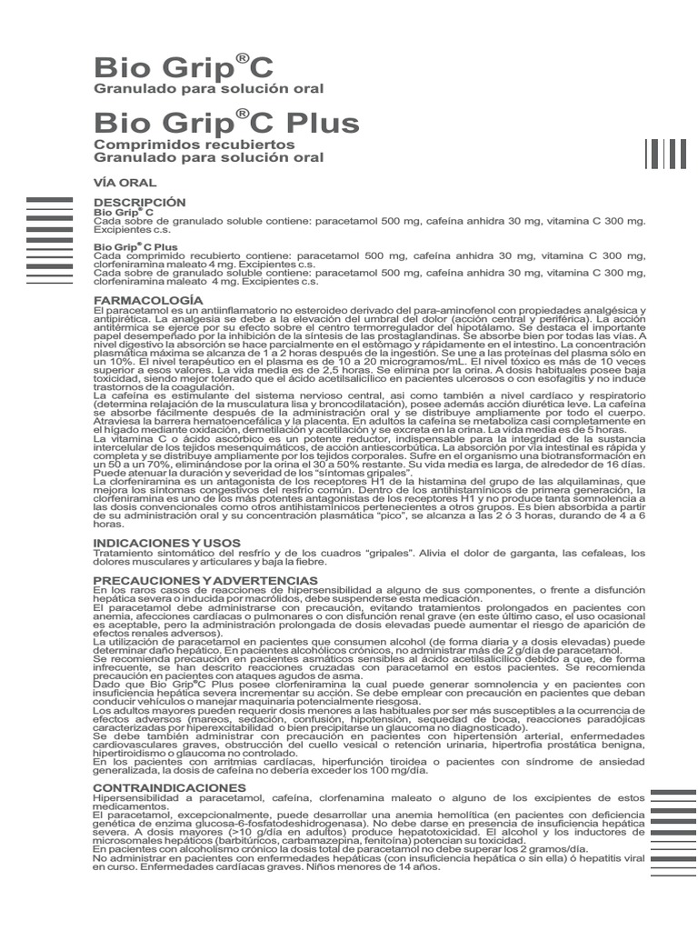 Bio Grip C y C Plus Prosp NF Web | PDF | Farmacología | Medicina CLINICA