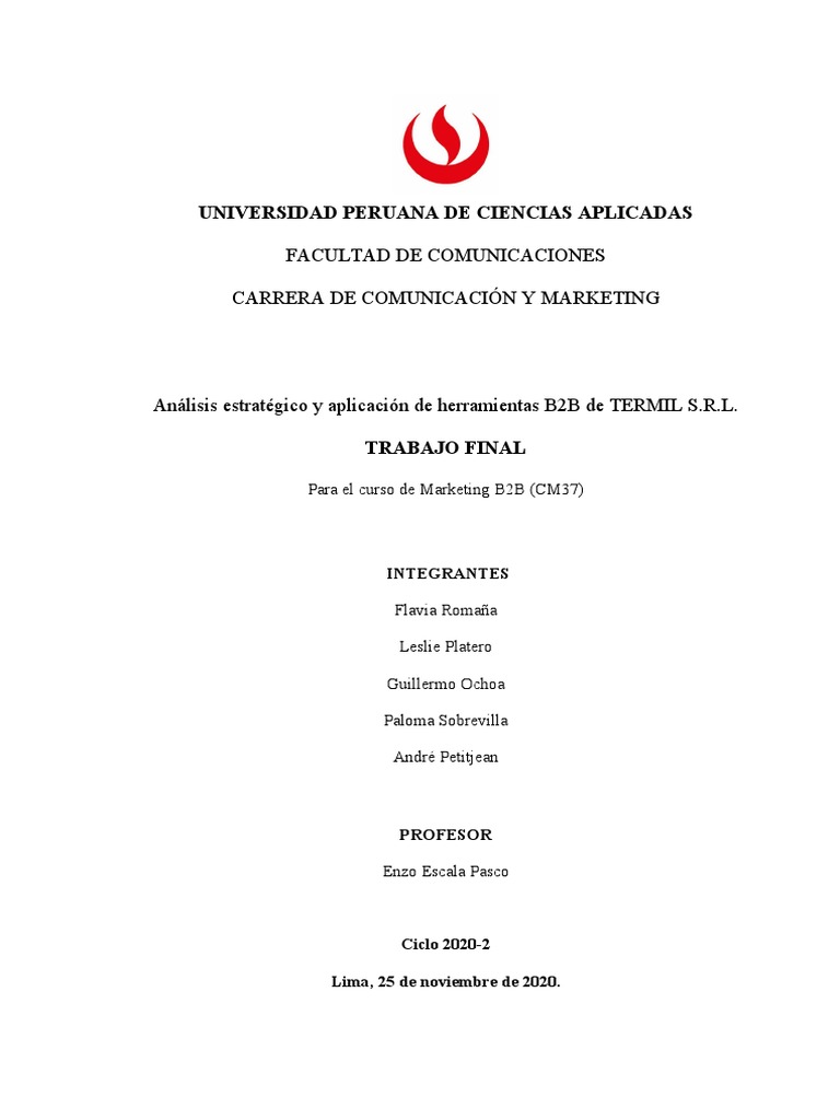 Análisis Estratégico de Termil S.R.L. | PDF | Business | Calidad ...