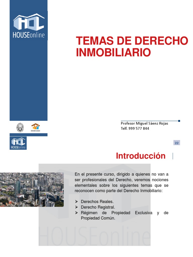 Introducción al Derecho Inmobiliario | PDF | Propiedad | Ley de hipotecas
